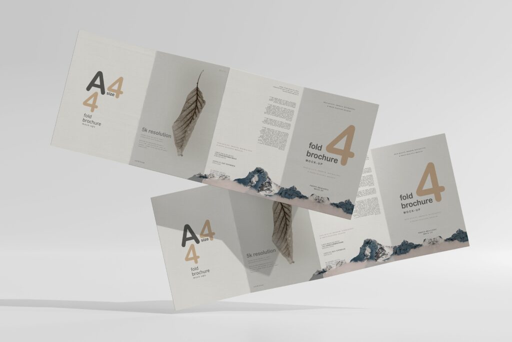 A4 Size Four Fold Brochure Mockup – MasterBundles