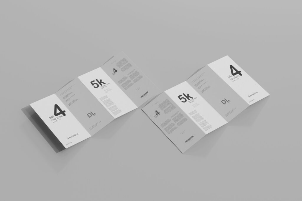DL Size Four-Fold Brochure Mockup – MasterBundles