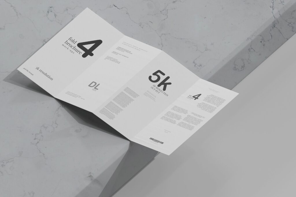 DL Size Four-Fold Brochure Mockup – MasterBundles