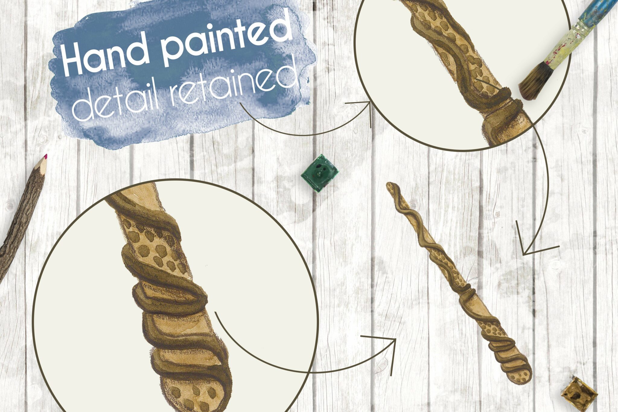 Watercolour Wooden Magic Wands – MasterBundles