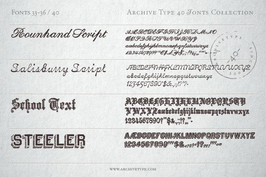 40 Archive Fonts Collection – MasterBundles