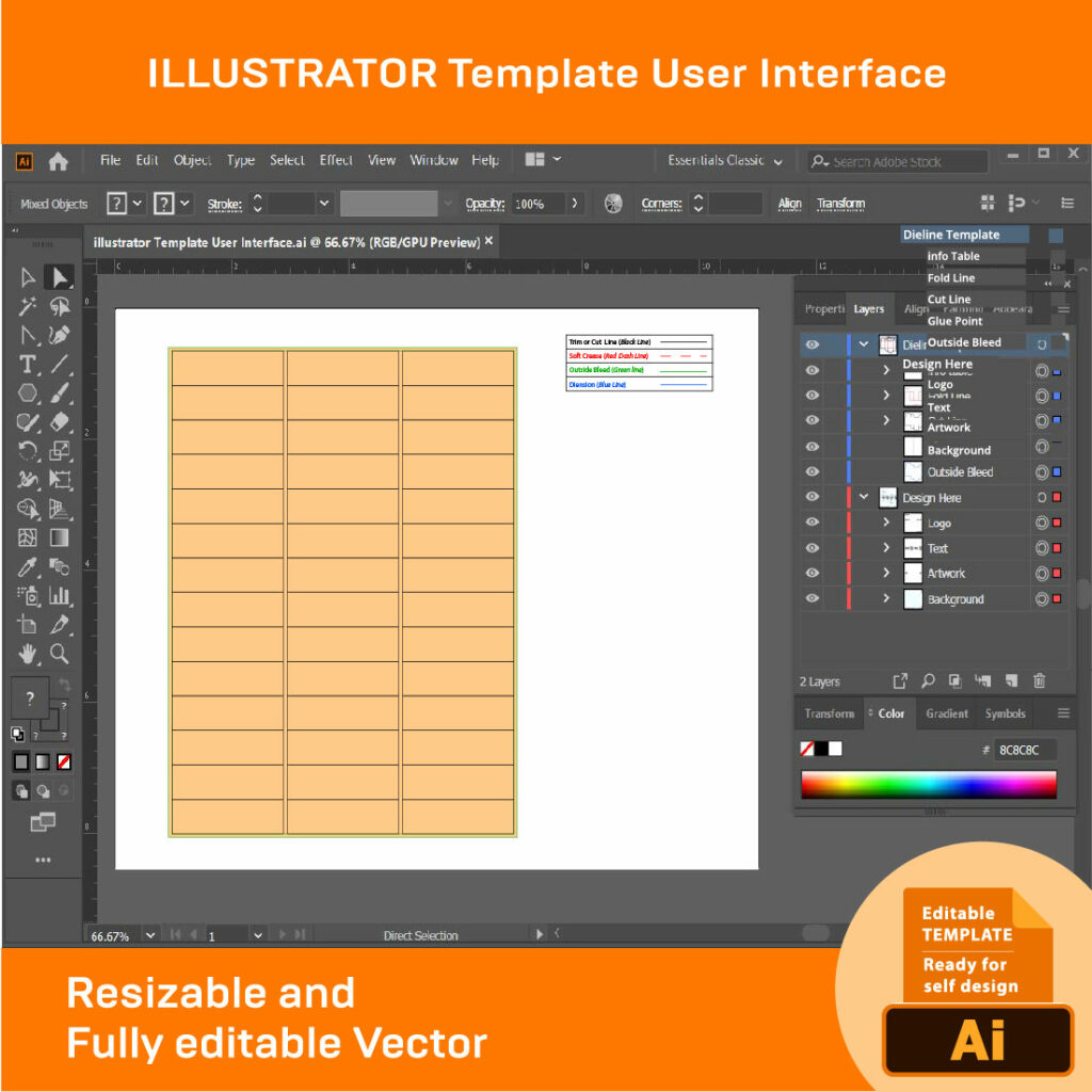 42 Adhesive Address Labels Dieline Template In A4 Sheet SVG, Ai, EPS ...