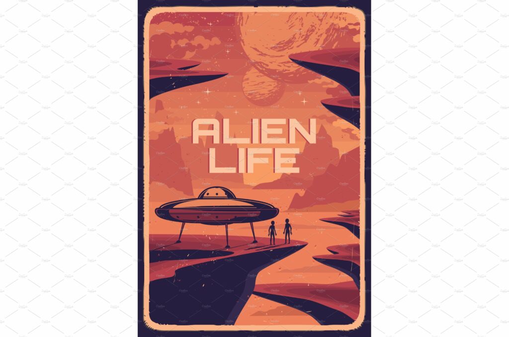 Alien life in space vintage poster – MasterBundles