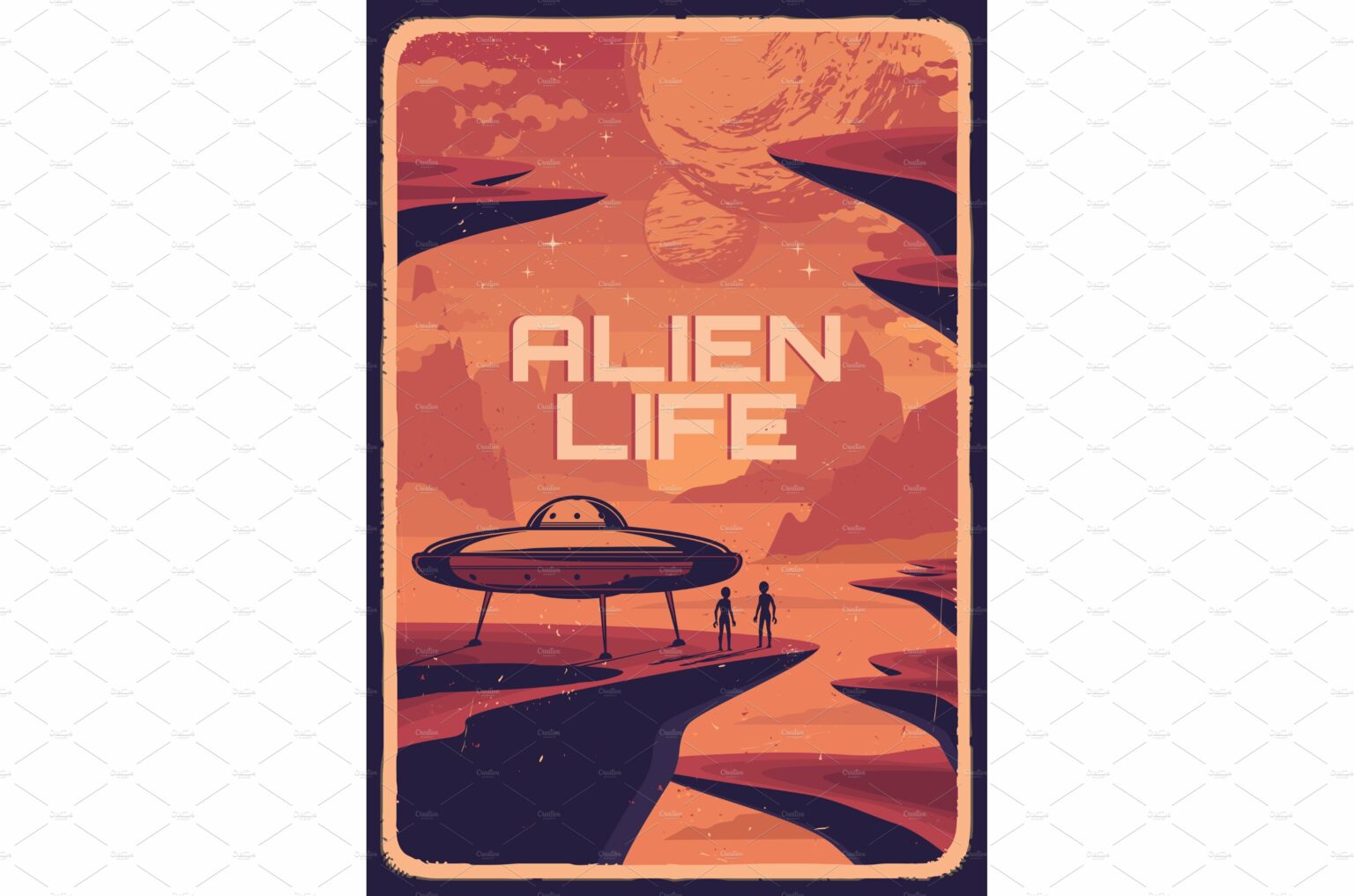 Alien life in space vintage poster – MasterBundles