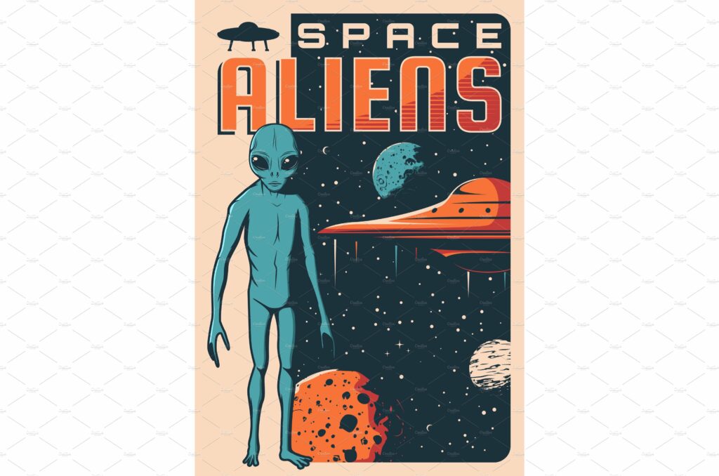 Space aliens UFO spaceship – MasterBundles