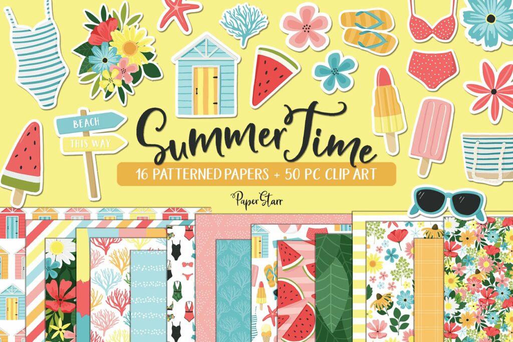 Summer Digital Paper Clipart Set – MasterBundles