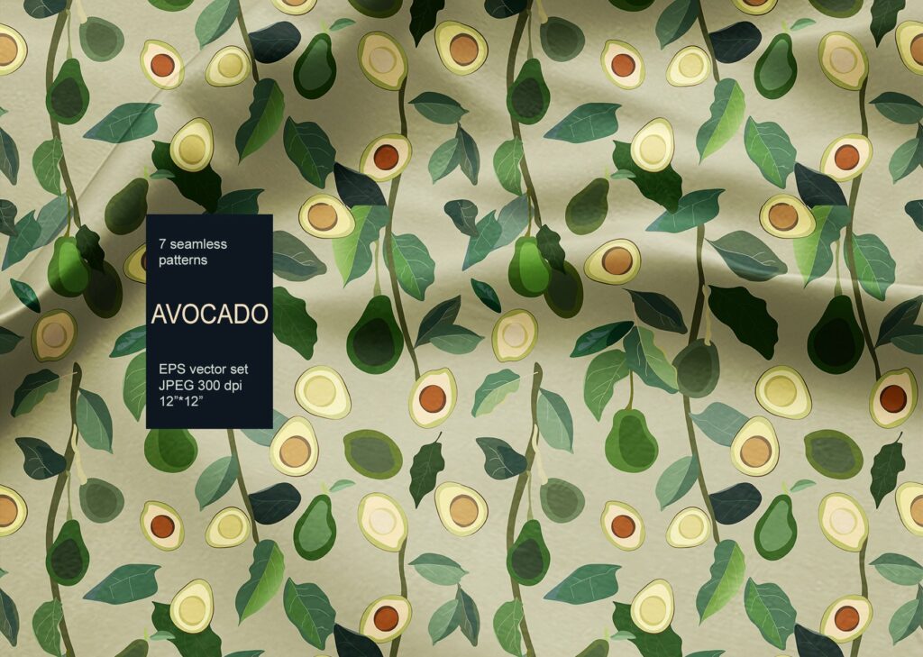 Avocado vector seamless set – MasterBundles