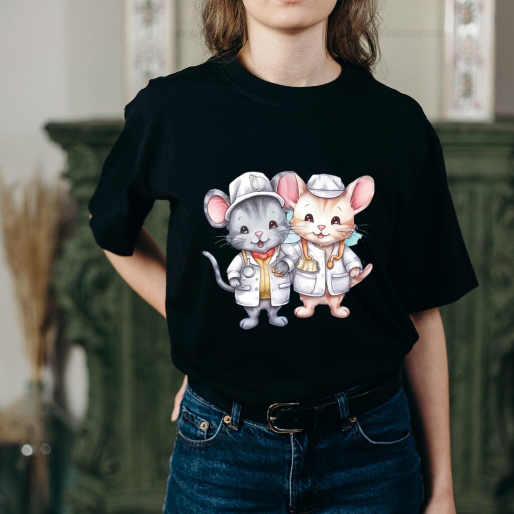 Doctor Mouse Watercolor Illustration and stickers - MasterBundles