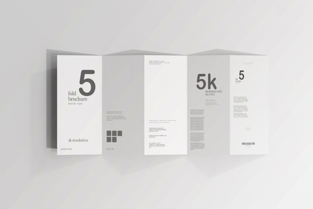 DL Size Five-Fold Brochure Mockup – MasterBundles