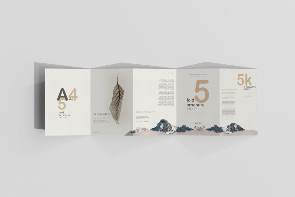 A4 Size Five Fold Brochure Mockup – MasterBundles