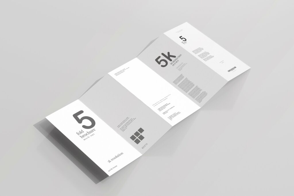 DL Size Five-Fold Brochure Mockup – MasterBundles