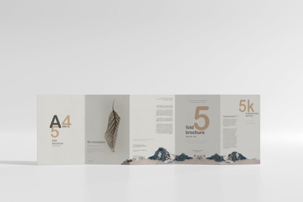 A4 Size Five Fold Brochure Mockup – MasterBundles
