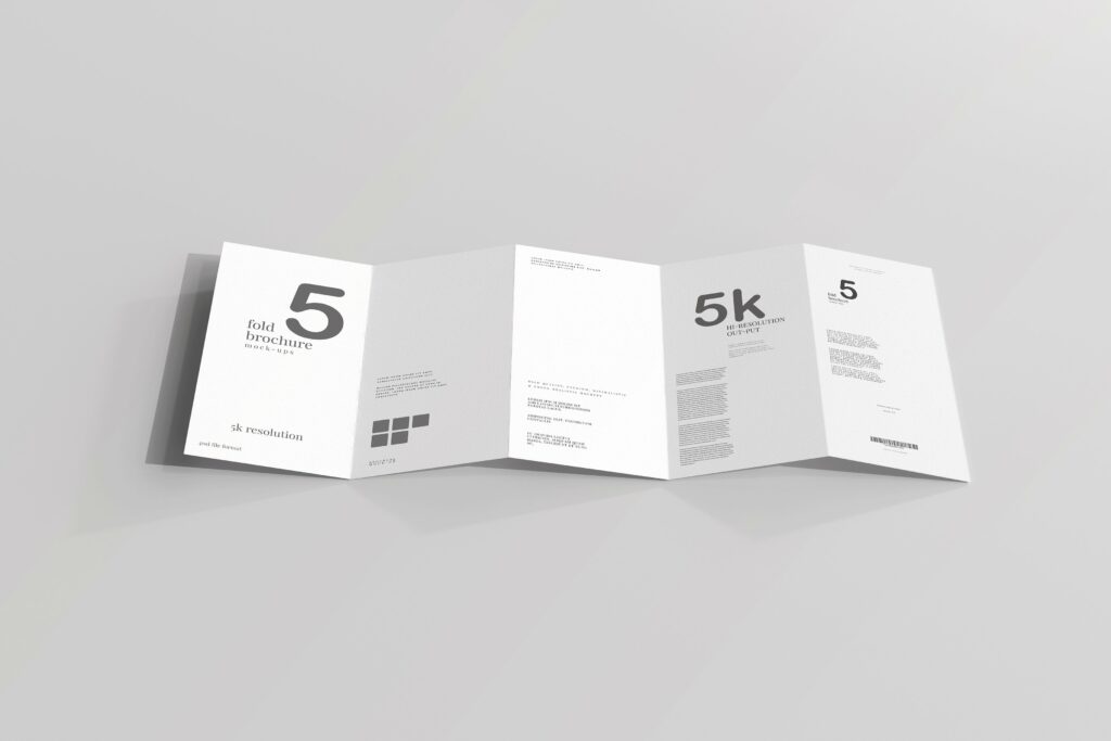 DL Size Five-Fold Brochure Mockup – MasterBundles