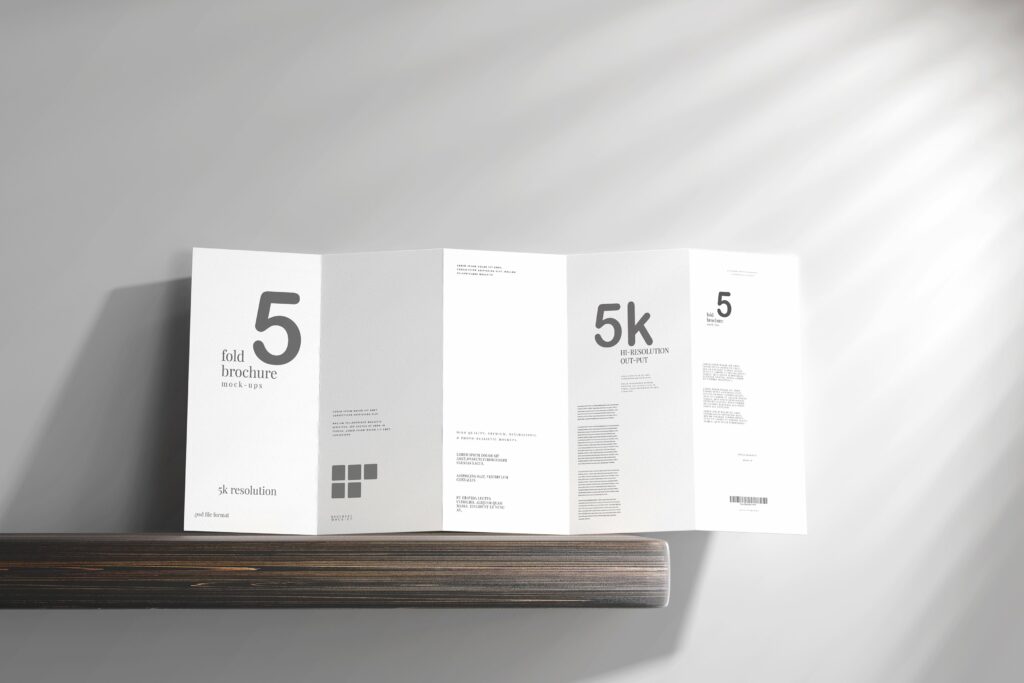 DL Size Five-Fold Brochure Mockup – MasterBundles