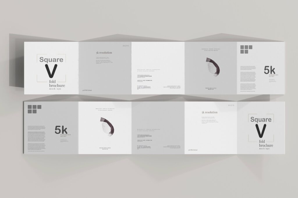 Square Five-Fold Brochure Mockup – MasterBundles