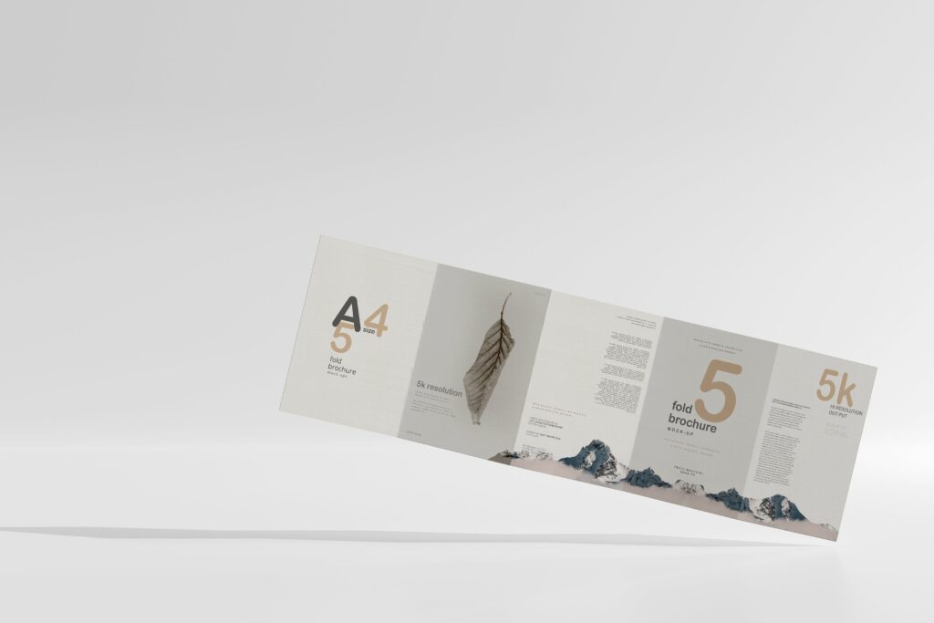 A4 Size Five Fold Brochure Mockup – MasterBundles