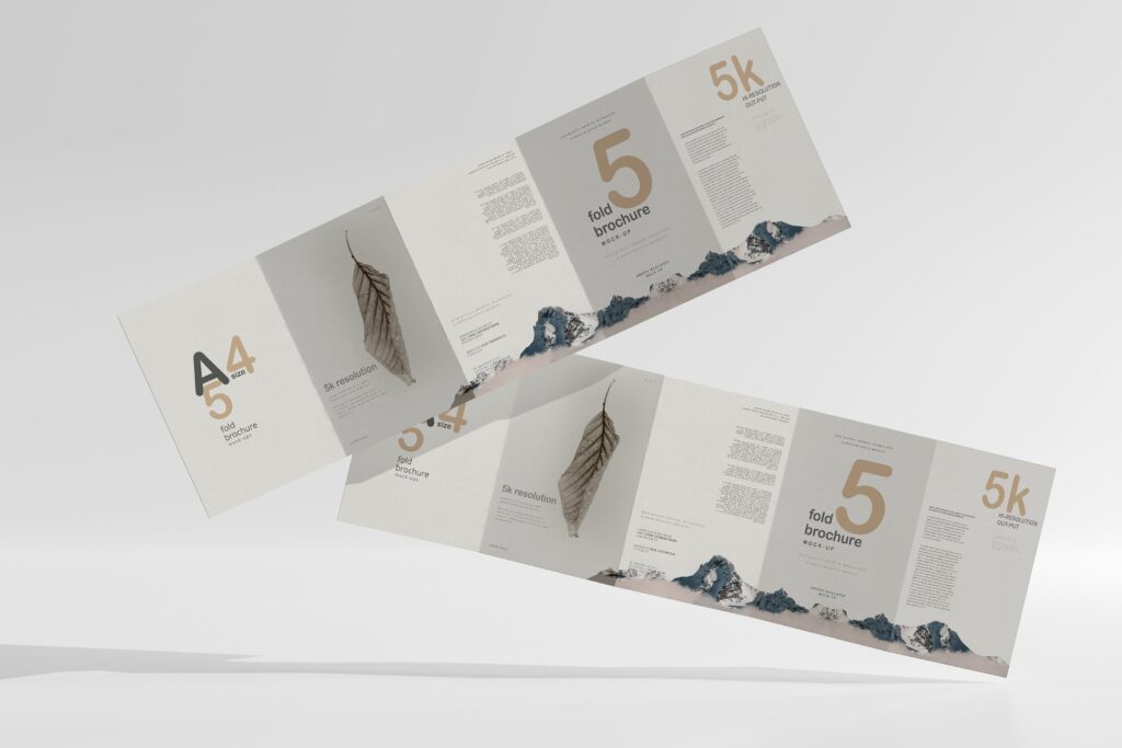 A4 Size Five Fold Brochure Mockup – MasterBundles