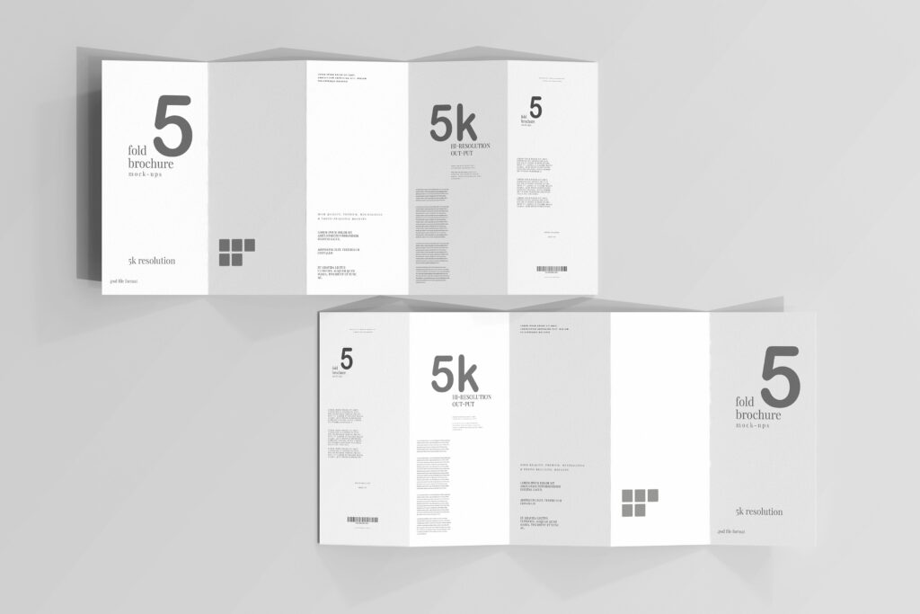 DL Size Five-Fold Brochure Mockup – MasterBundles