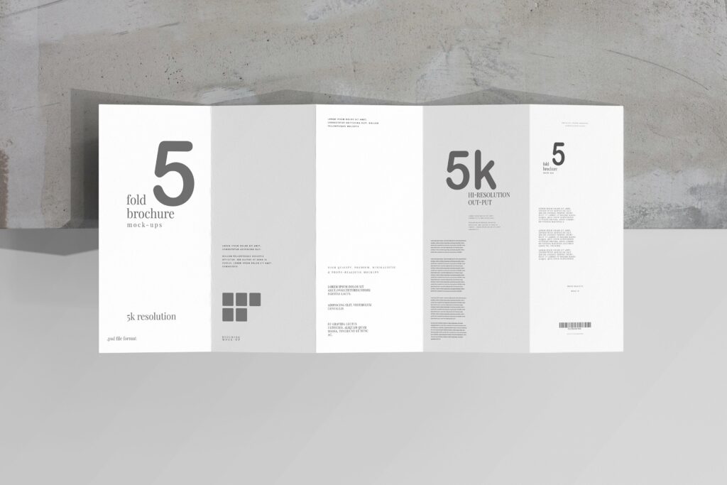 DL Size Five-Fold Brochure Mockup – MasterBundles