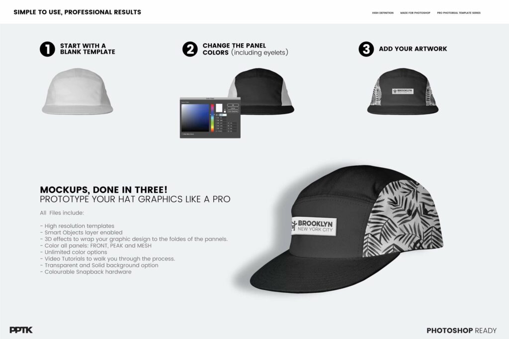 5 Panel Hat Mockup – MasterBundles
