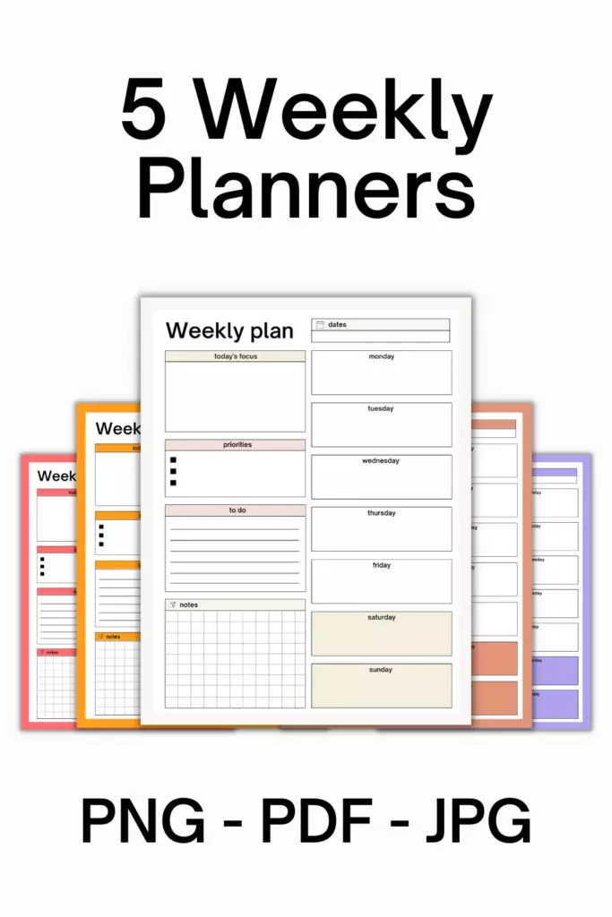5 Modern Printable Weekly Planners - MasterBundles