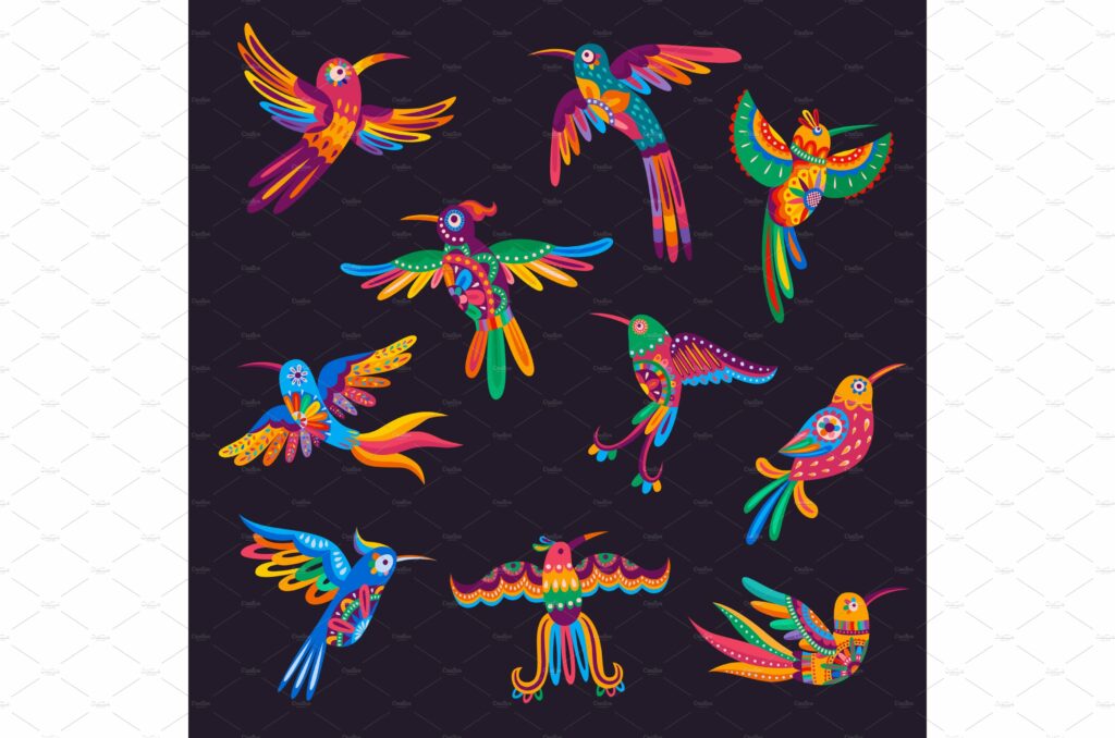 Mexican hummingbirds and parrots – MasterBundles
