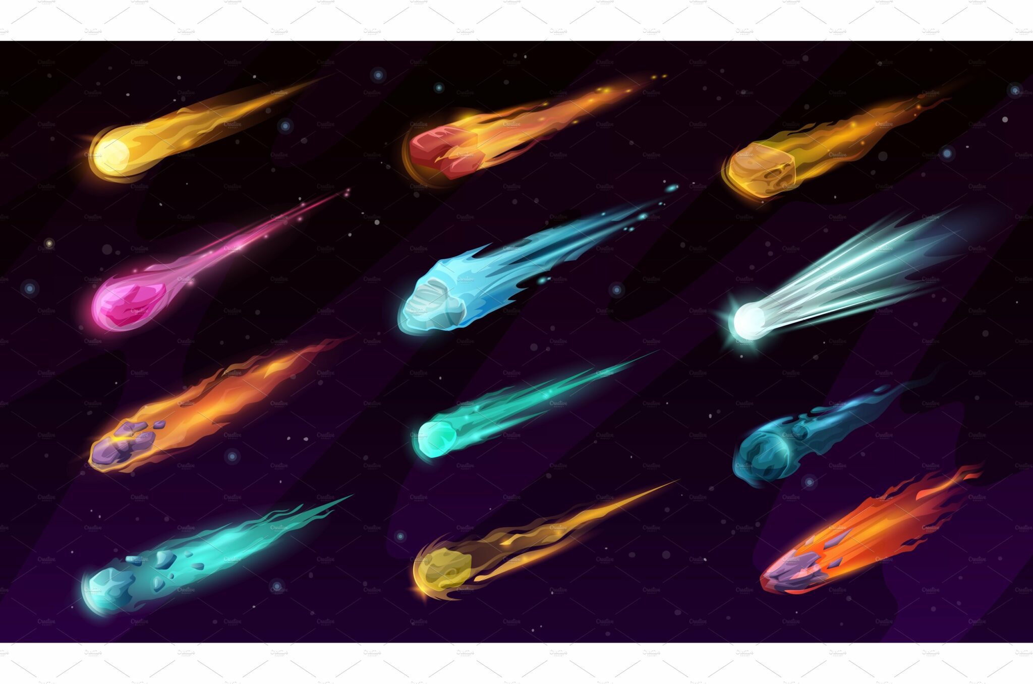 Cartoon flying comets and stars – MasterBundles