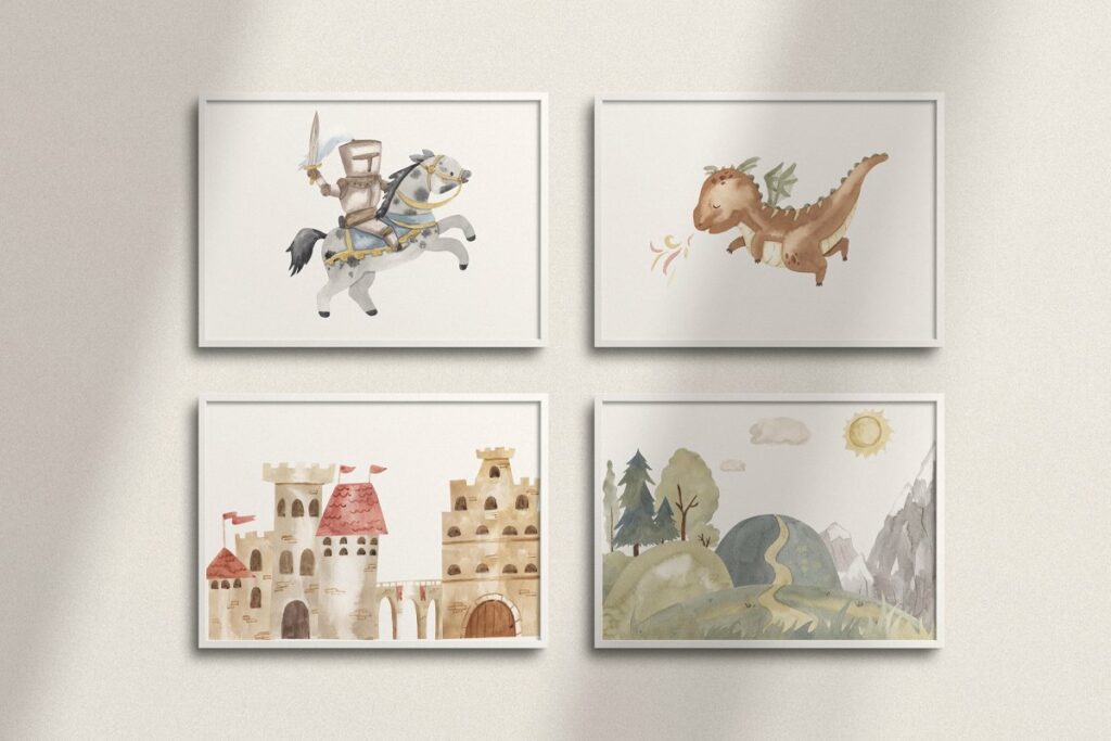 DRAGONS AND KNIGHTS. Watercolor – MasterBundles