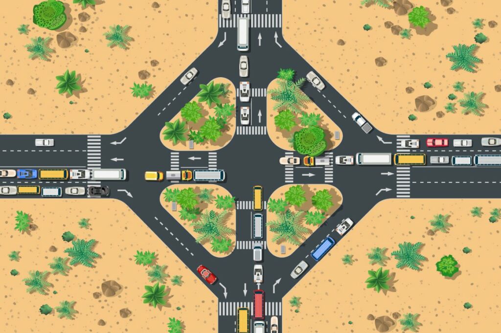 Bundle set traffic car top view city – MasterBundles