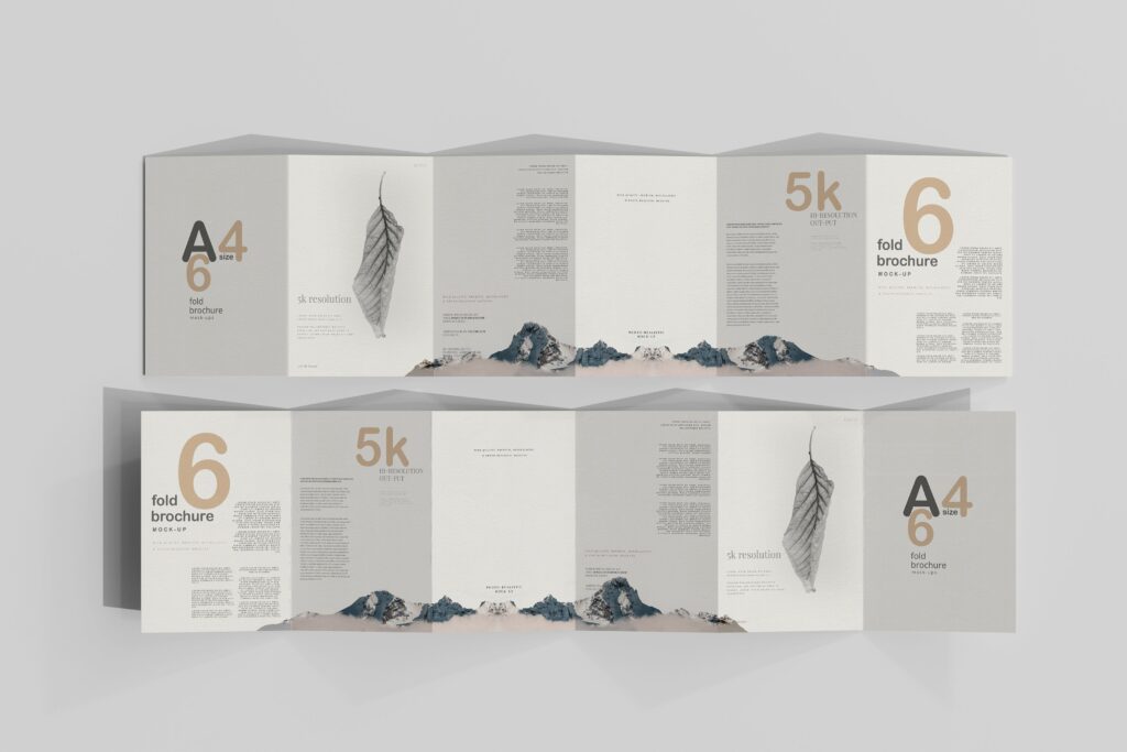 A4 Size Six Fold Brochure Mockup – MasterBundles