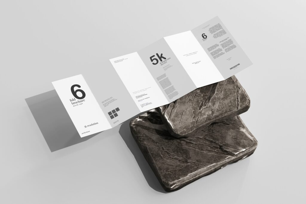 DL Size Six-Fold Brochure Mockup – MasterBundles