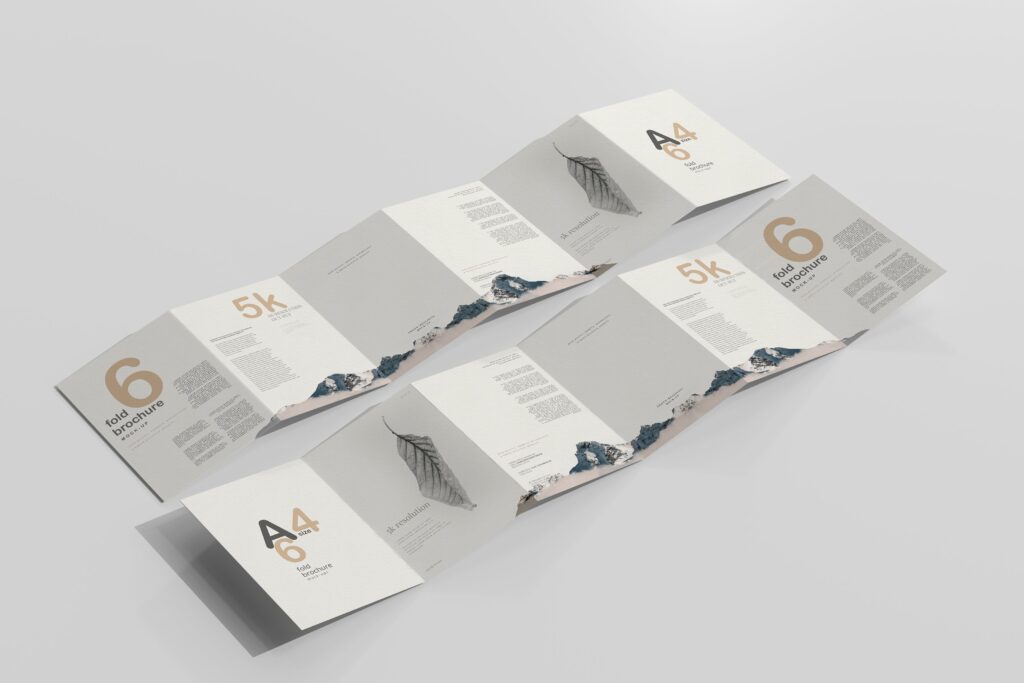 A4 Size Six Fold Brochure Mockup – MasterBundles