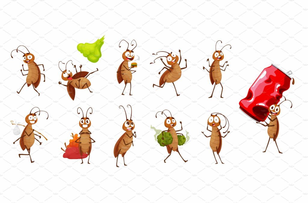 Cartoon funny cockroach characters – MasterBundles