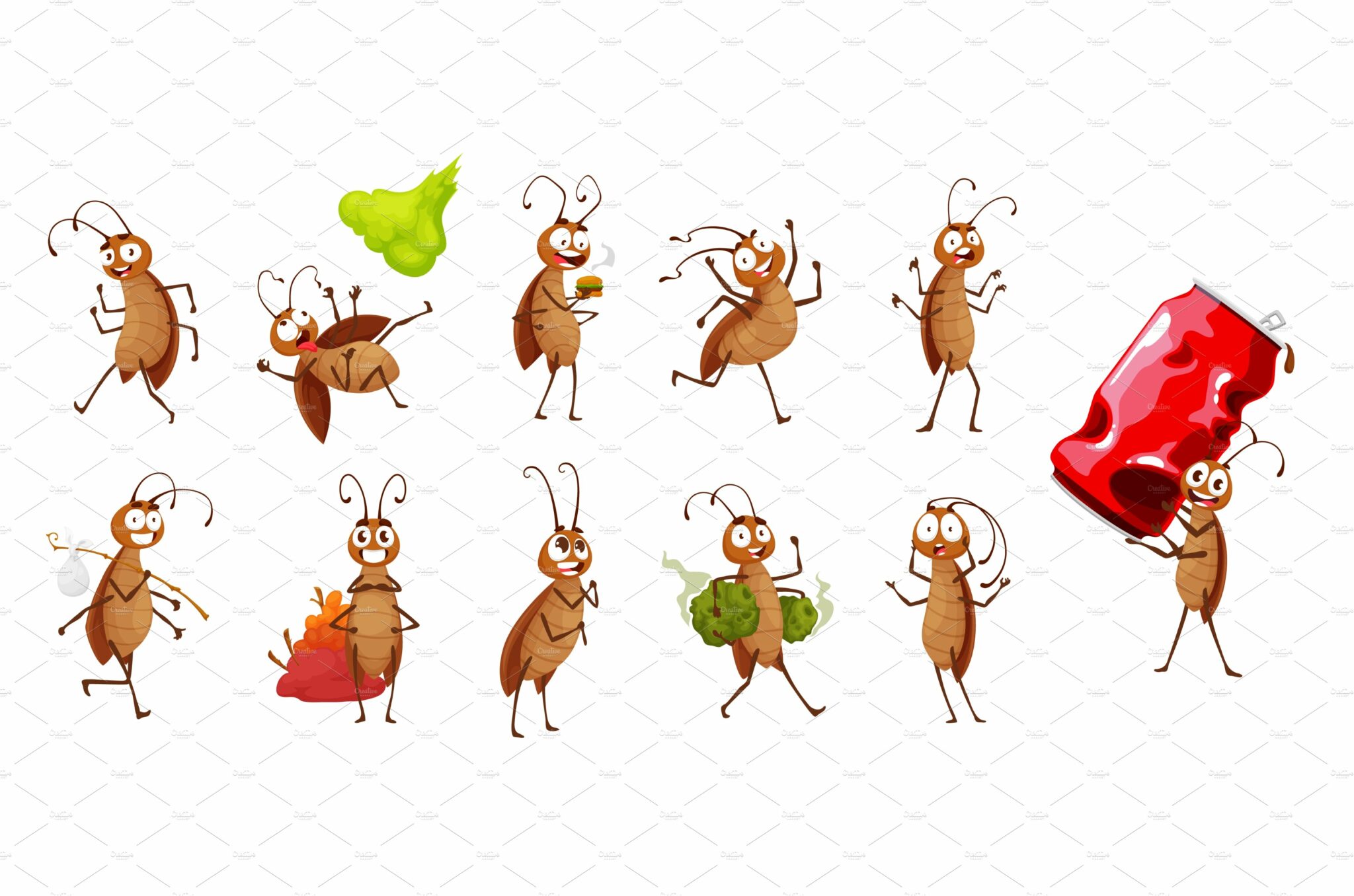 Cartoon funny cockroach characters – MasterBundles