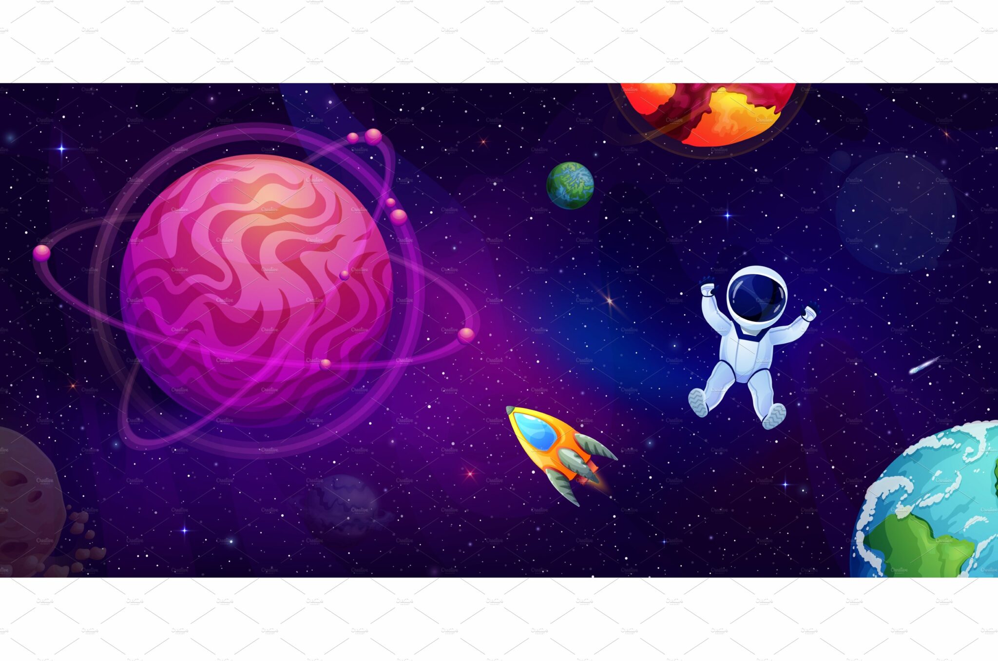 Cartoon astronaut in outer space – MasterBundles