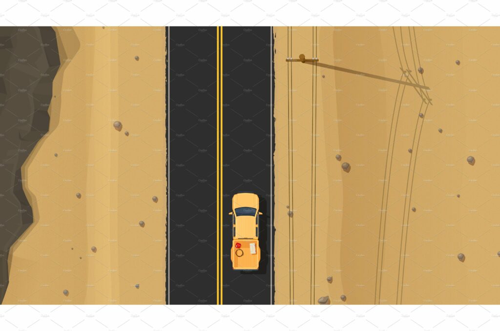 Desert road top view car – MasterBundles
