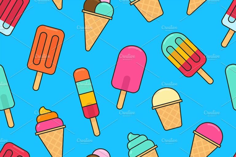 Seamless pattern with ice cream – MasterBundles