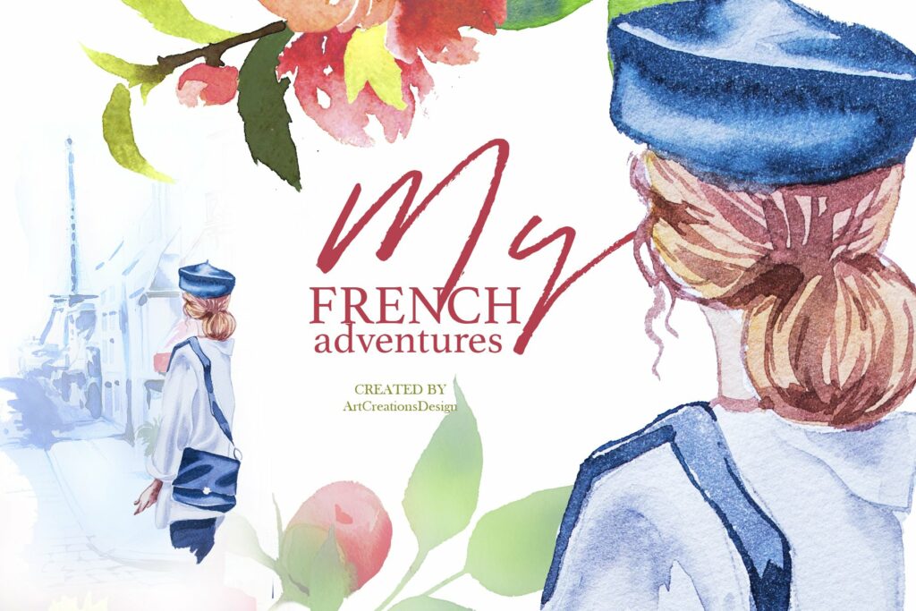 Watercolor French Adventures Clipart – MasterBundles