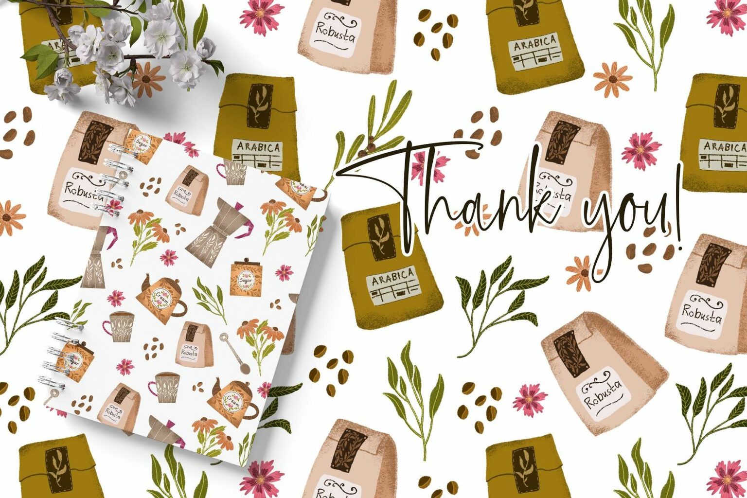 Coffeeholic Coffee Elements Patterns - MasterBundles