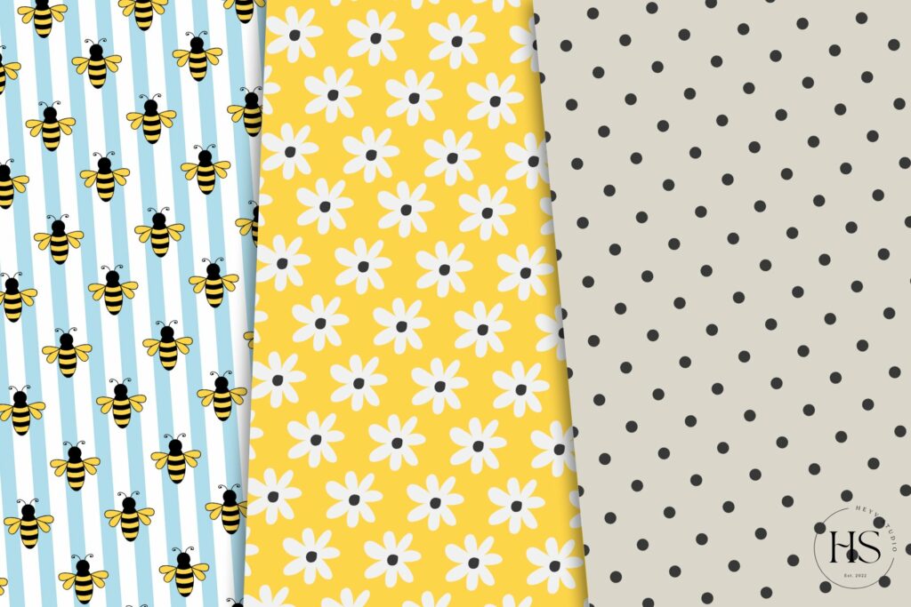 Honey & Bees Digital Paper Patterns – MasterBundles