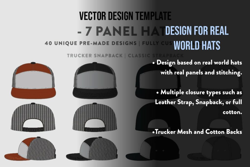 Hat Template - 7 Panel Hat – MasterBundles