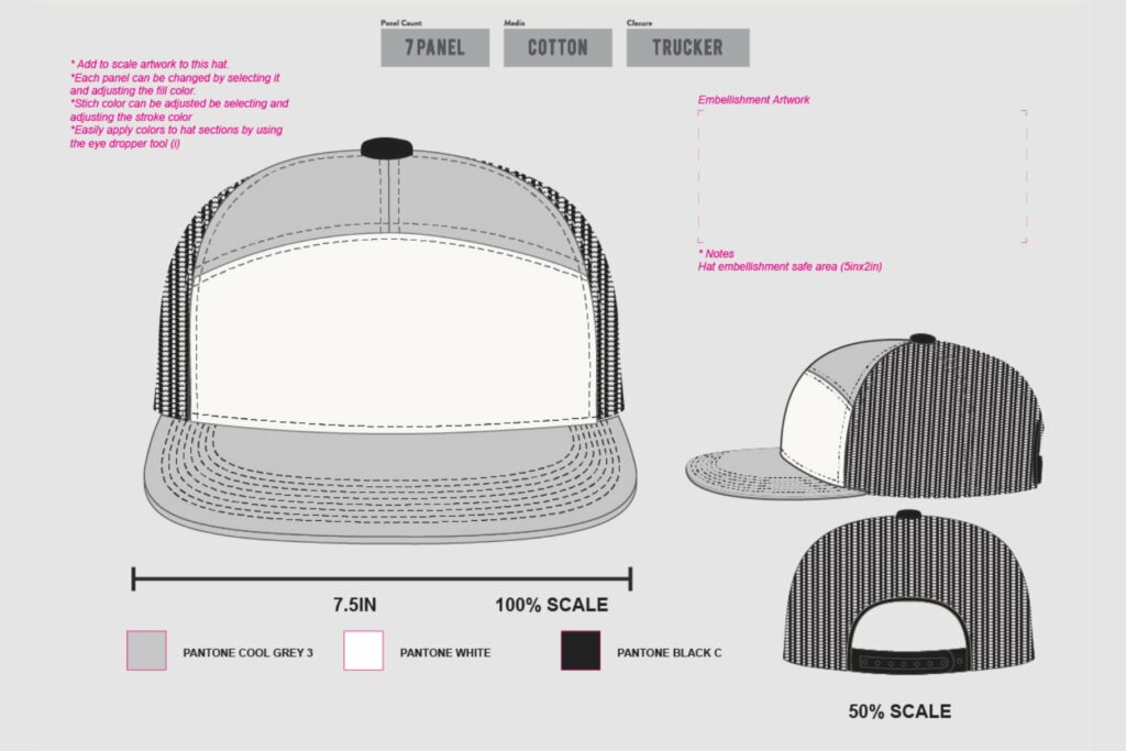 Hat Template - 7 Panel Hat – MasterBundles