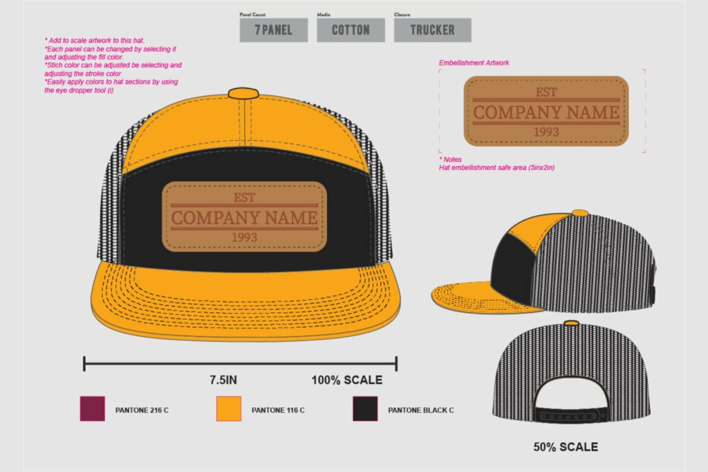 Hat Template - 7 Panel Hat – MasterBundles