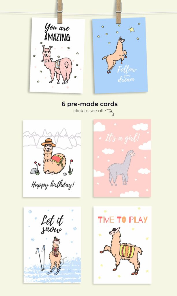 Cute llamas: big clipart&pattern set – MasterBundles