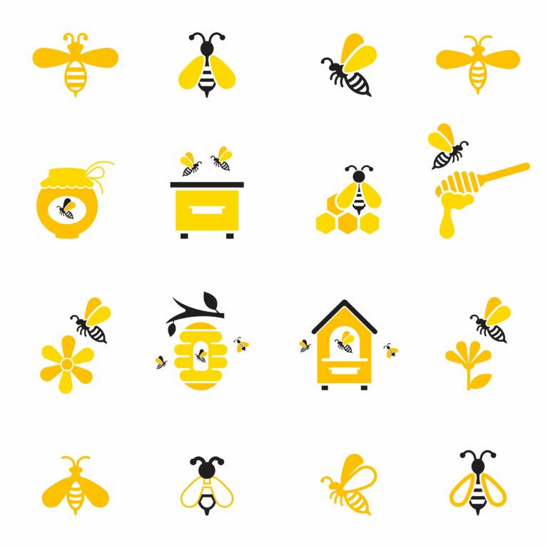Bee and honey icon set. – MasterBundles