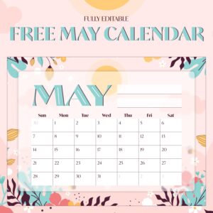 Free Printable May Calendars – MasterBundles