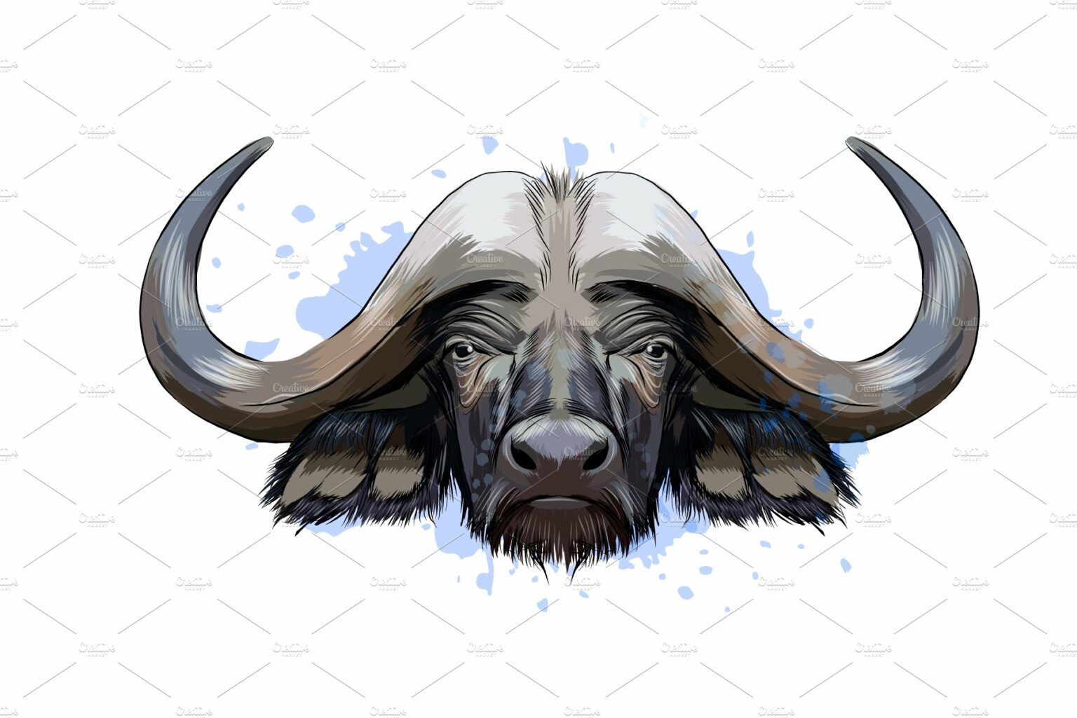 Bison, buffalo head portrait – MasterBundles