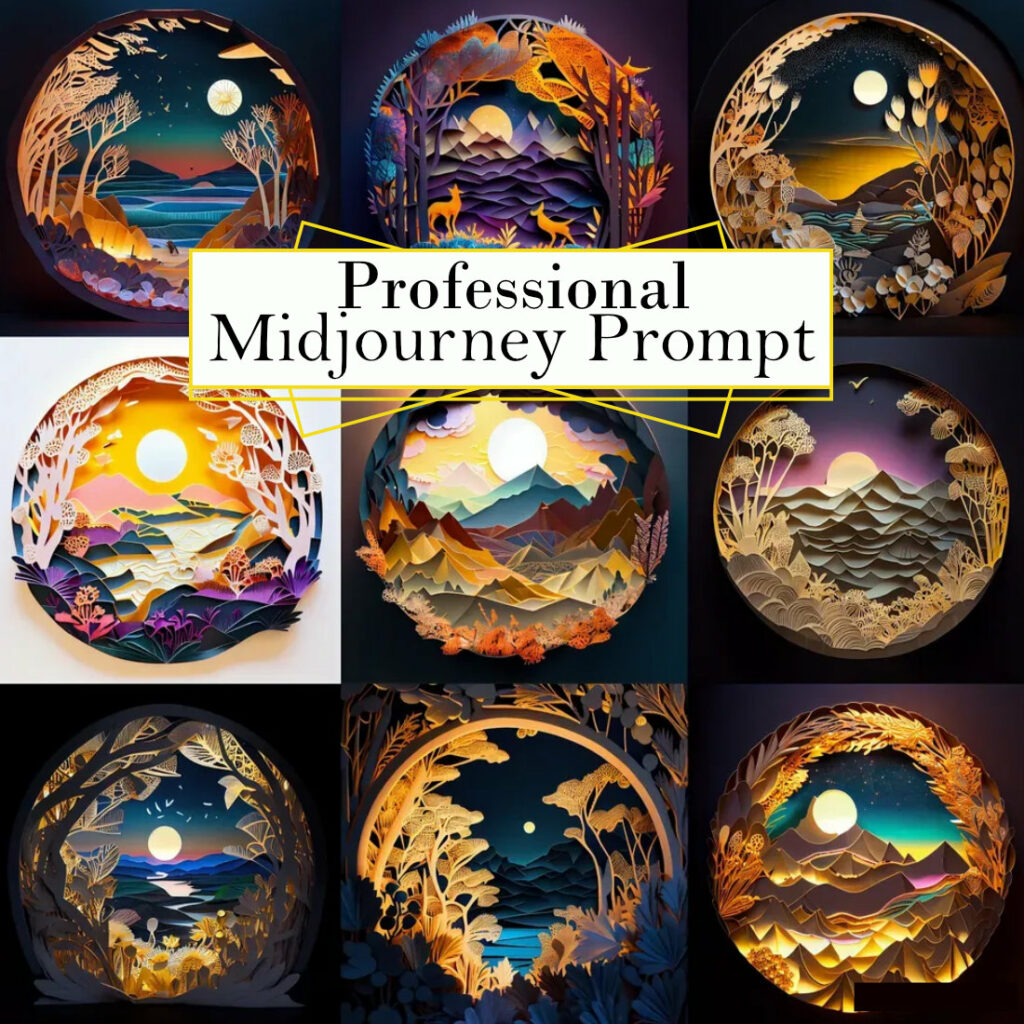 Papercut Nature Landscape Midjourney Prompt - MasterBundles