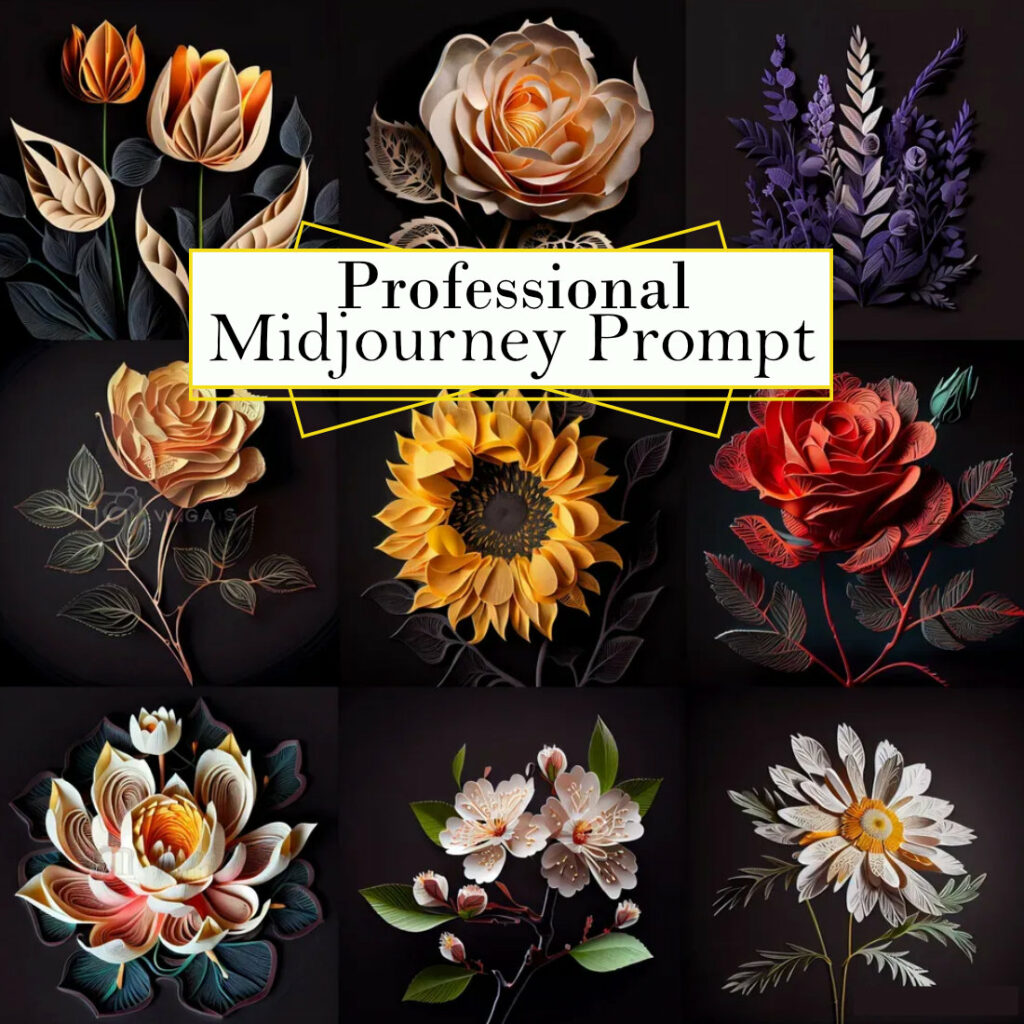 Papercut Art Flowers Midjourney Prompt - MasterBundles