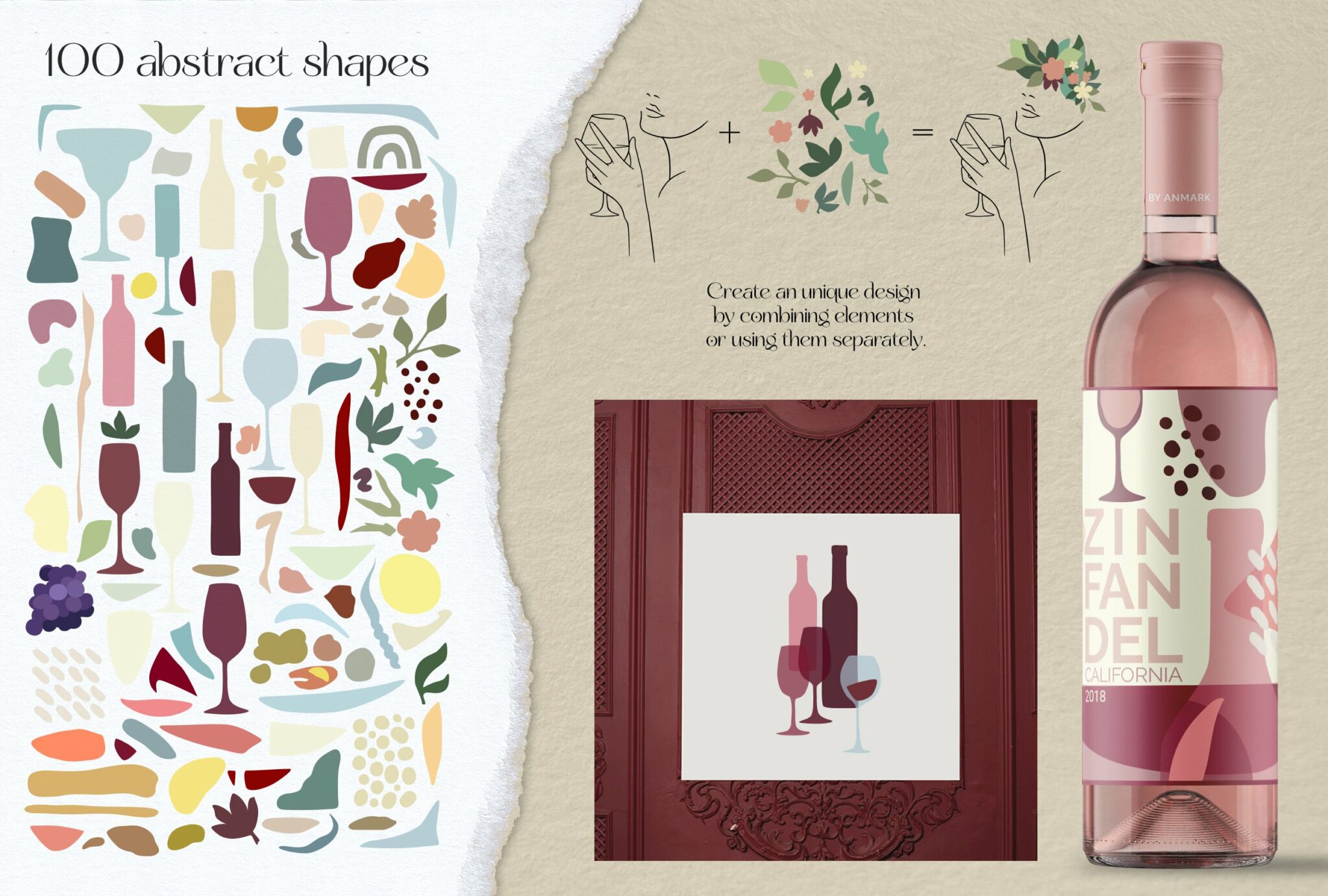 Abstract line art woman with wine – MasterBundles